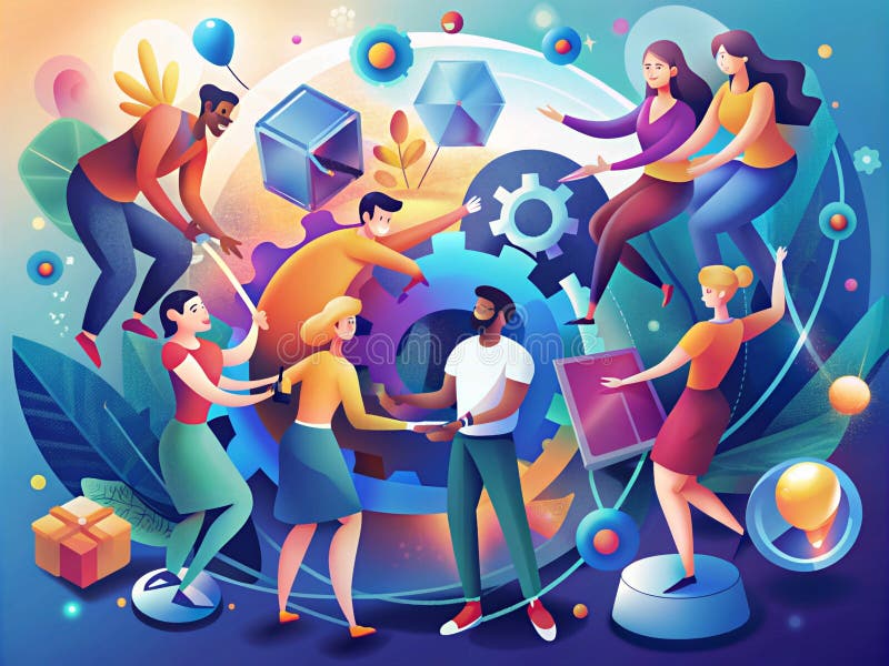 Diverse Team Working Together on a Project Stock Vector - Illustration ...