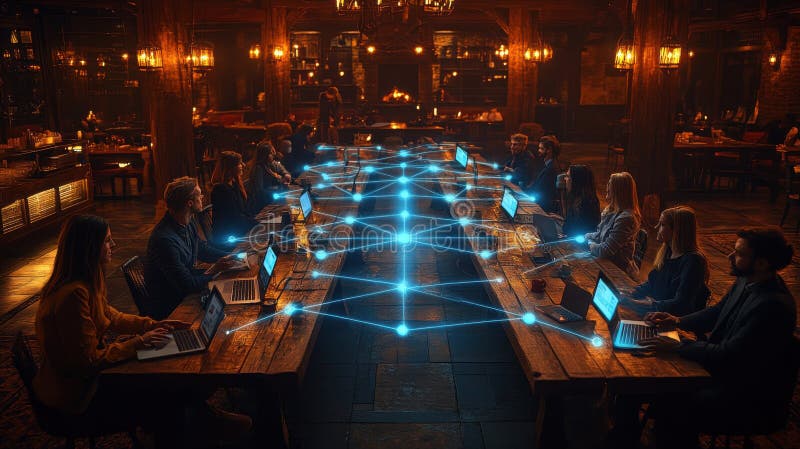 Global Network Collaboration Stock Illustration - Illustration of ...