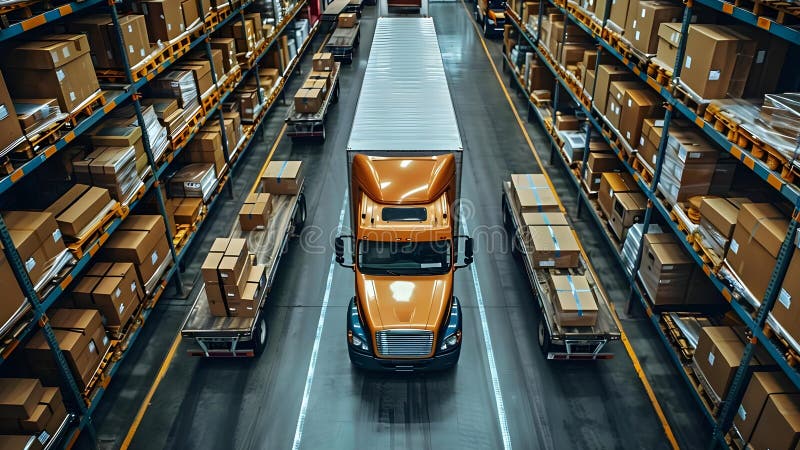 Diverse Teams at Warehouse Distribute Packages Using Trucks for Online ...