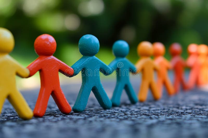 Diverse Teamwork Concept with Colorful Figures Holding Hands Stock ...