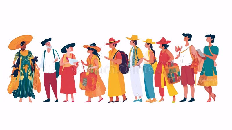Diverse Travelers Queueing. (1 Stock Illustration - Illustration of ...