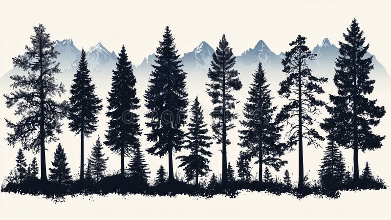 Diverse Tree Silhouettes Collection Stock Illustration - Illustration ...