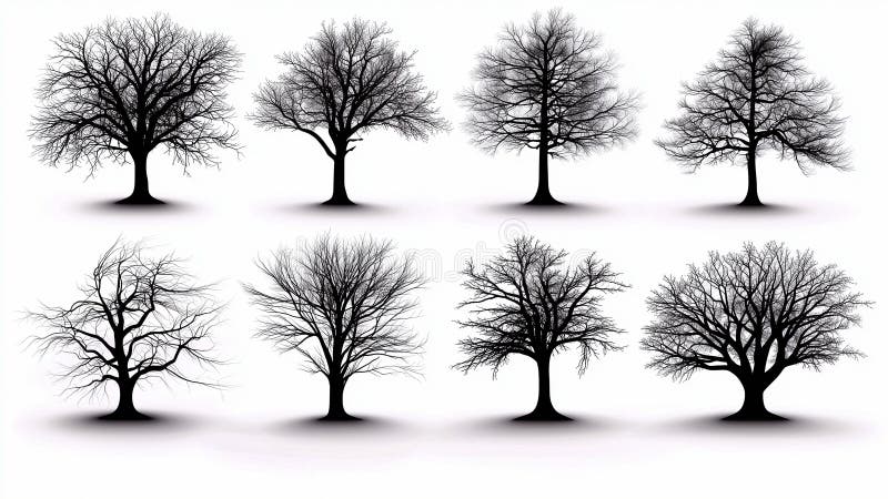 Diverse Tree Silhouettes Collection Stock Illustration - Illustration ...