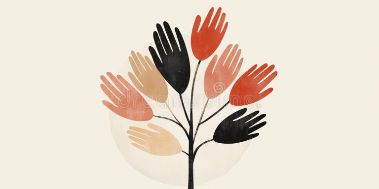 Diverse Unity Symbolized by Colorful Hands Forming a Tree Stock Photo ...