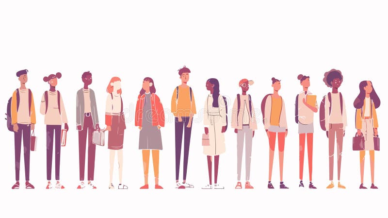 Diverse University Students Group Standing Together Stock Vector ...