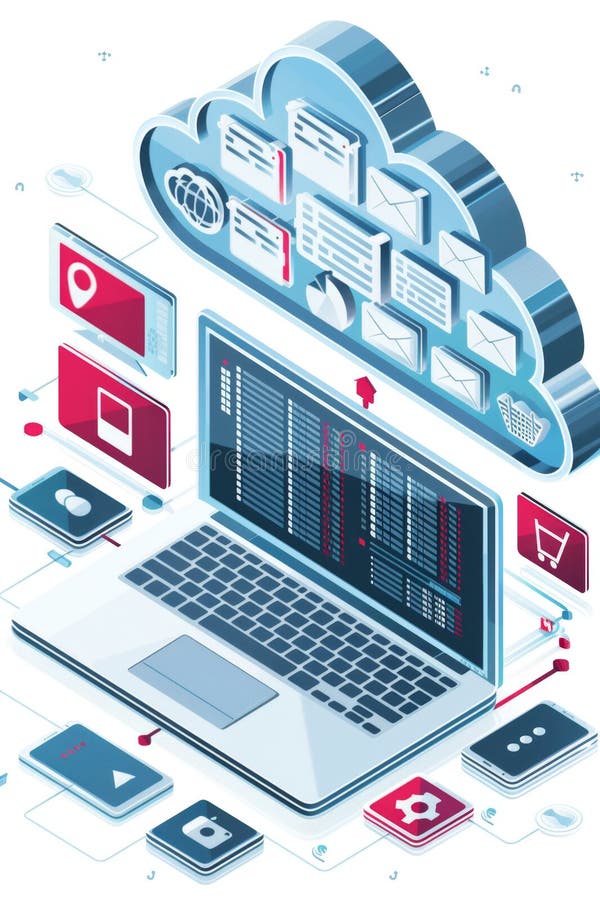 Diverse Users Accessing Cloud Storage Seamlessly Stock Illustration ...