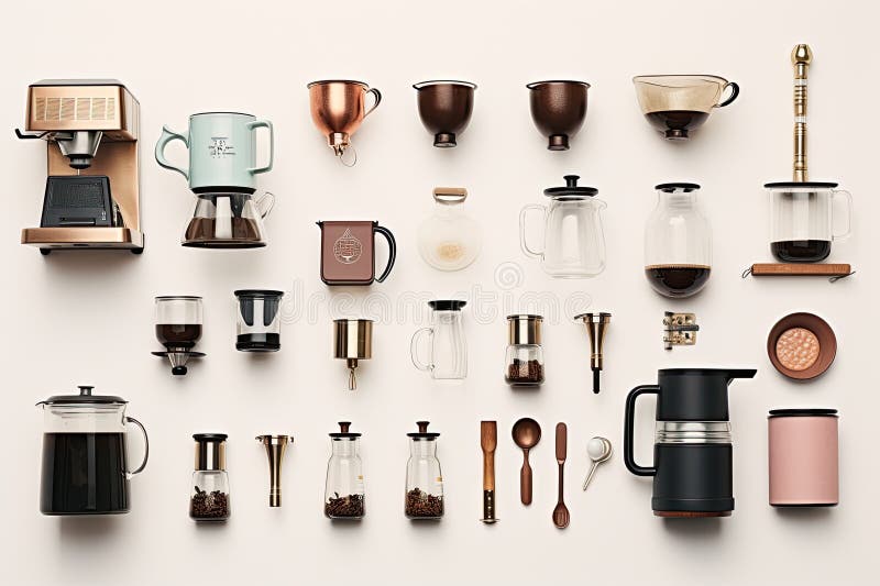 Diverse Variety of Coffee Makers Featured on a Poster, a Visual Guide ...