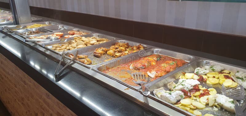 Trays with Recipes with Fish in a Buffet. Stock Image - Image of brunch ...