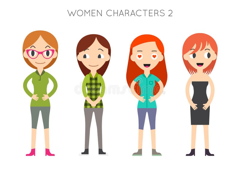 Diverse Vector People Set. Women, Different Poses Stock Vector ...