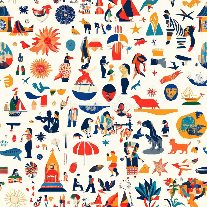 Diverse and Vibrant Global Activity Illustration Pattern Stock Image ...