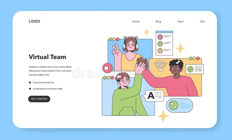 Diverse Virtual Team Engaging through Online Platforms Stock Vector ...