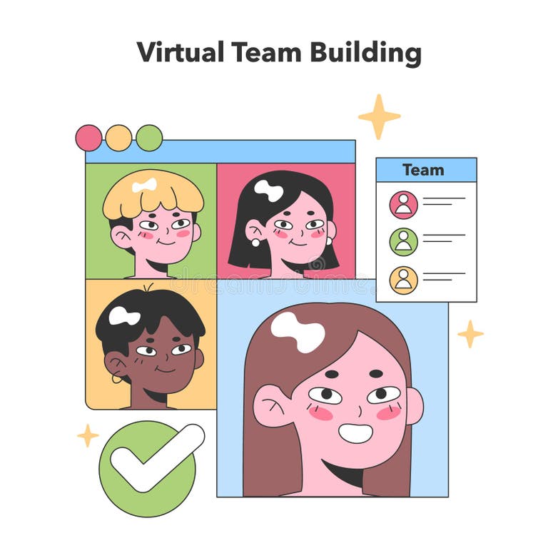 Diverse Virtual Team Members in a Colorful Grid, with a Checklist ...