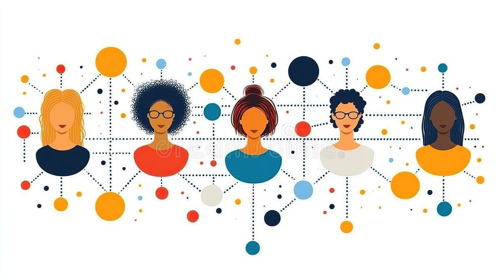 Diverse Women Connected by Network. a Visual Representation of a ...