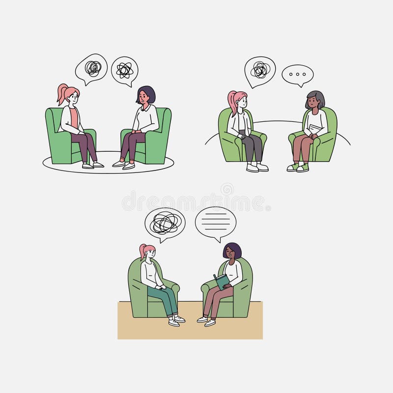 Diverse Women Engaged in Therapy Sessions, Representing Mental. Stock ...