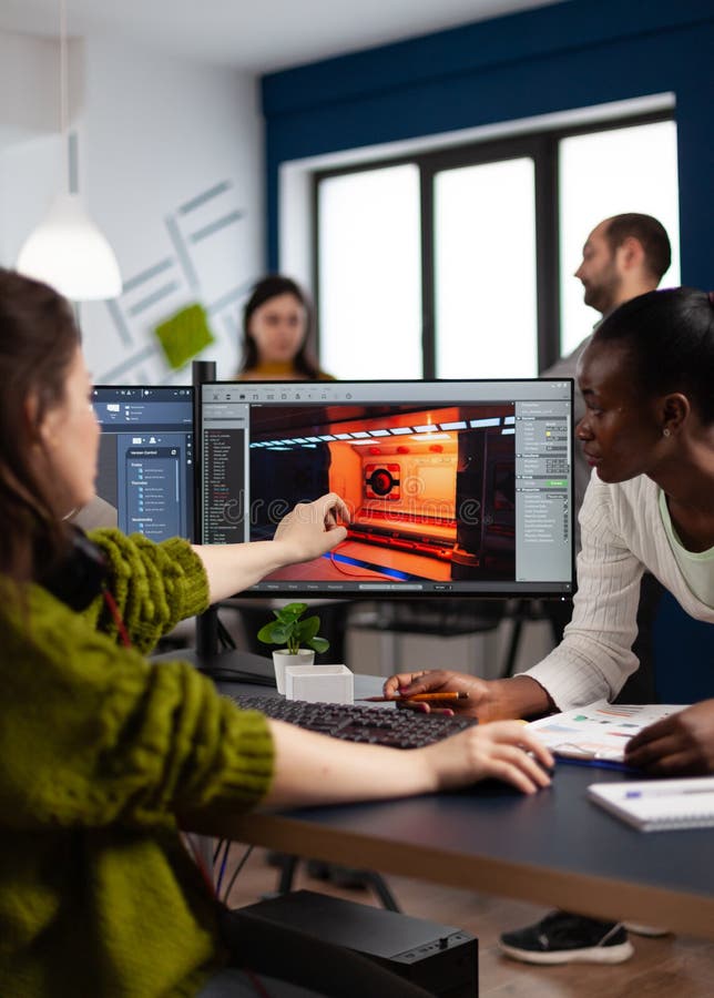 Diverse Women Game Developers Creating Game Interface Stock Photo ...