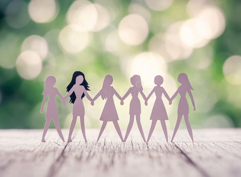 Diverse Women Holding Hands Paper Chain Teamwork High Quality Image ...