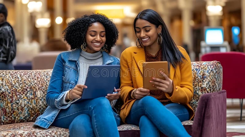 Diverse Women Using Tablets Collaboration Education Technology Stock ...