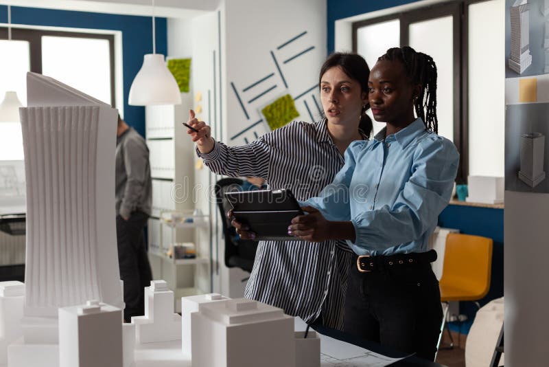 Diverse Work Team of Multi Ethnic Architects Working Stock Photo ...