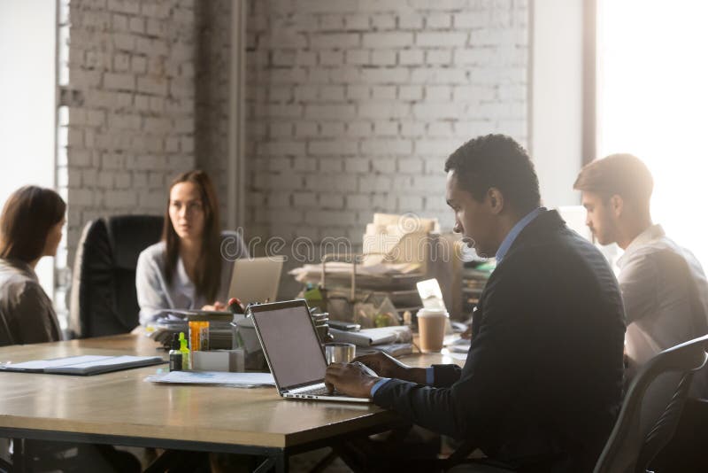 Diverse Workers Having Busy Workday at Shared Office Stock Photo ...