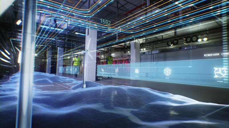 3D Render of Virtual Wind Farm Power Plant with Windmills Stock Video ...