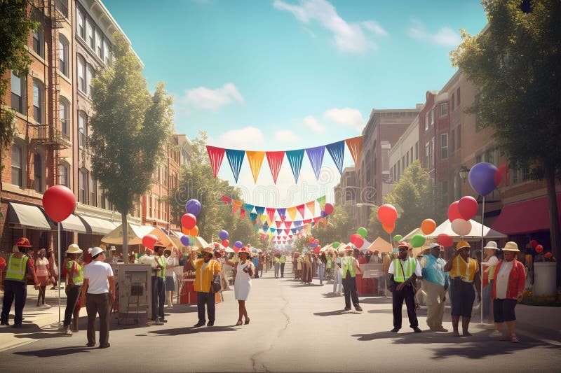 Diverse Workforce Engaged in a Labor Day Parade Stock Illustration ...