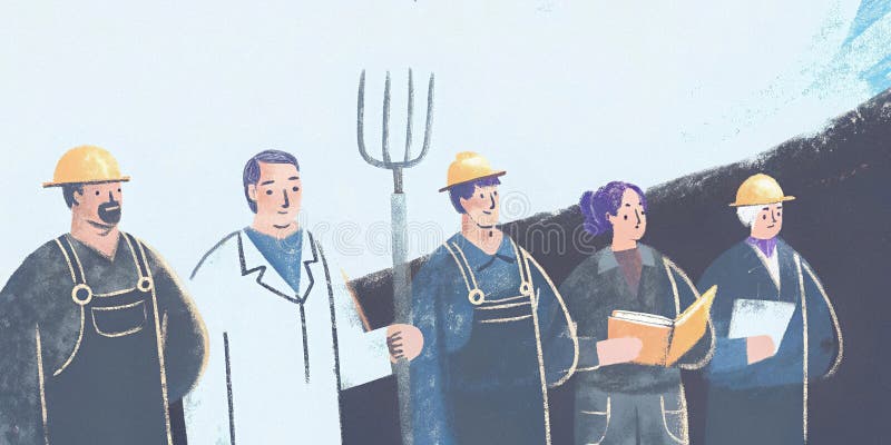 Diverse Workforce Illustration with Various Occupations Stock ...