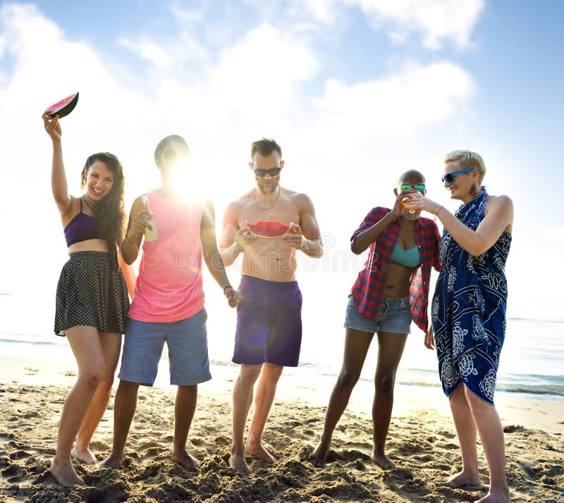 Diverse Group People Beach Party Dancing Concept Stock Photo - Image of ...