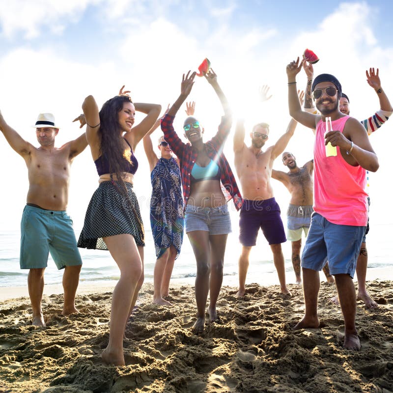 Diverse Young People Fun Beach Concept Stock Photo - Image of friends ...