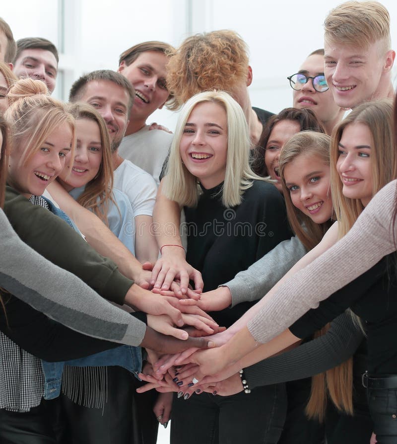 Diverse Young People Putting Their Hands Together Stock Photo - Image ...