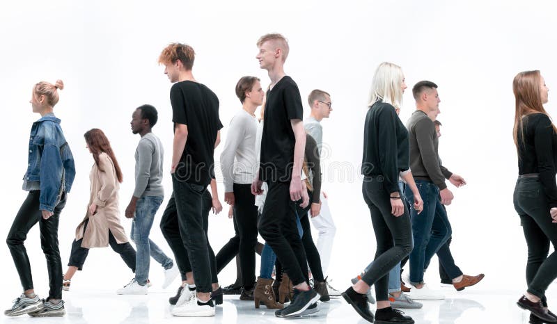 Diverse Young People Walking in Different Directions. Stock Photo ...