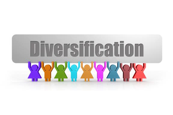 Diversification Word on a Banner Hold by Group of Puppets Stock ...