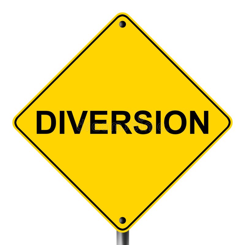 Diversion Caution Hazard Symbol on Yellow Road Sign Stock Illustration ...