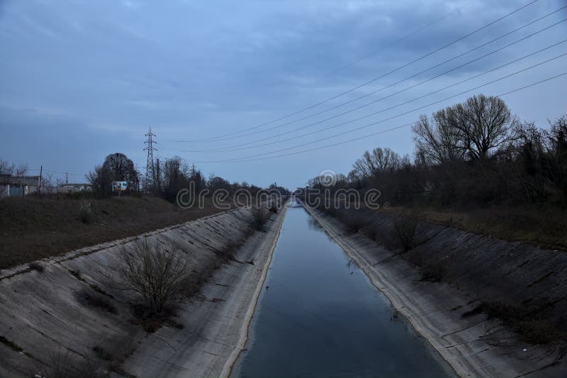 Diversionary Channel on a Cloudy Day at Dusk with the Sky Casted in the ...