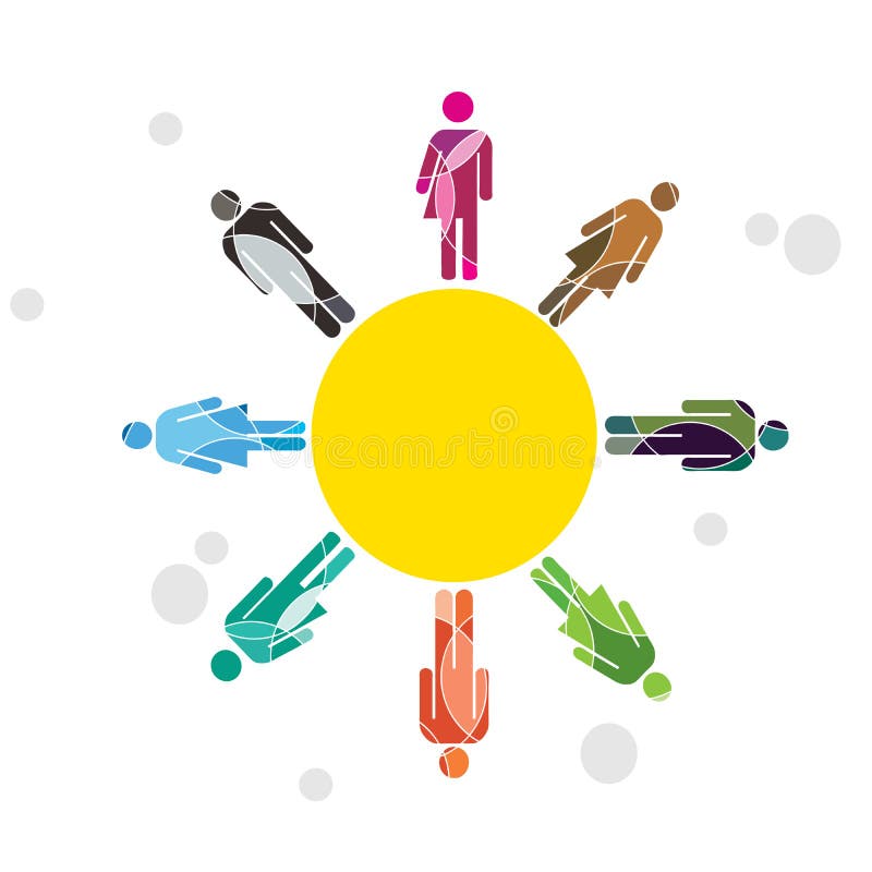 Diversité humaine Sun illustration de vecteur. Illustration du gens ...