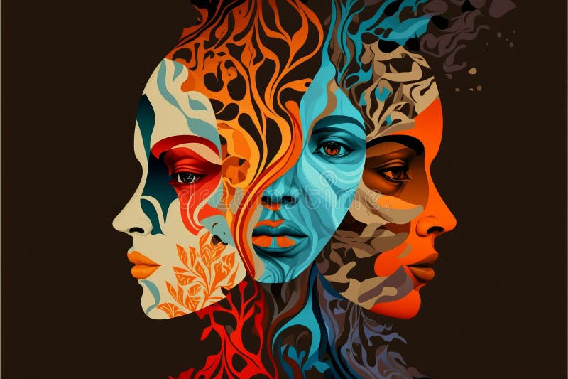 Diversity Abstract Art (generative AI) Stock Illustration ...