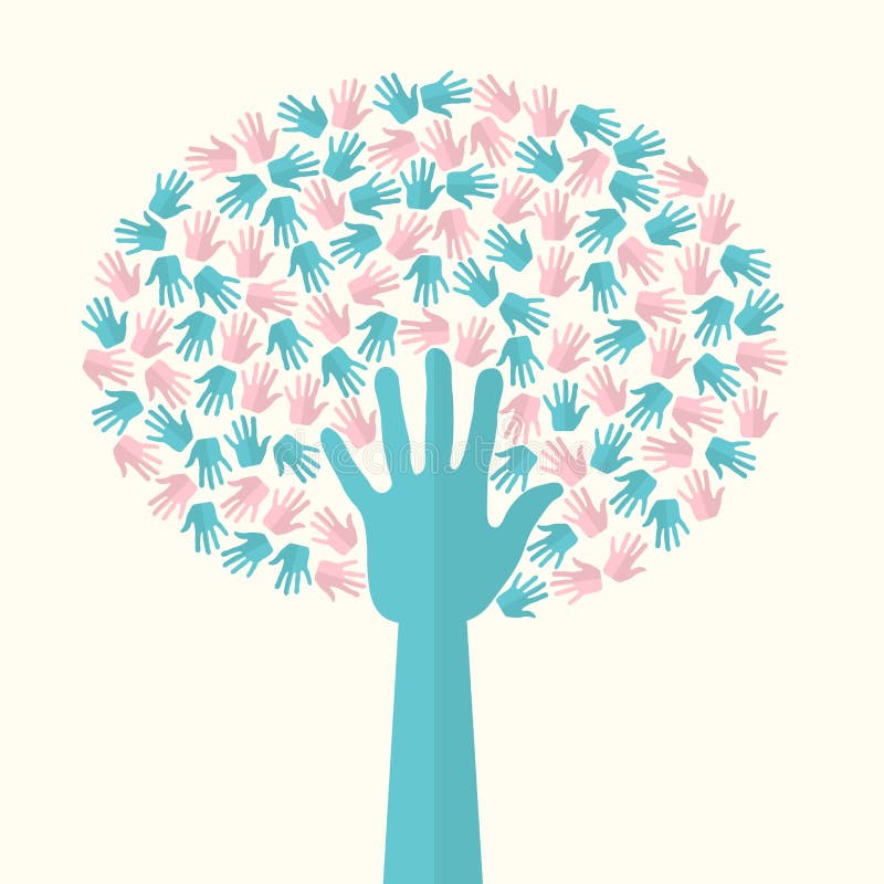 Diversity, Baby Blue and Pink Coloured Hands, Isolated, Vector ...