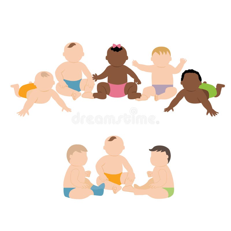 Babies in Diapers of Different Nationalities Stock Vector ...