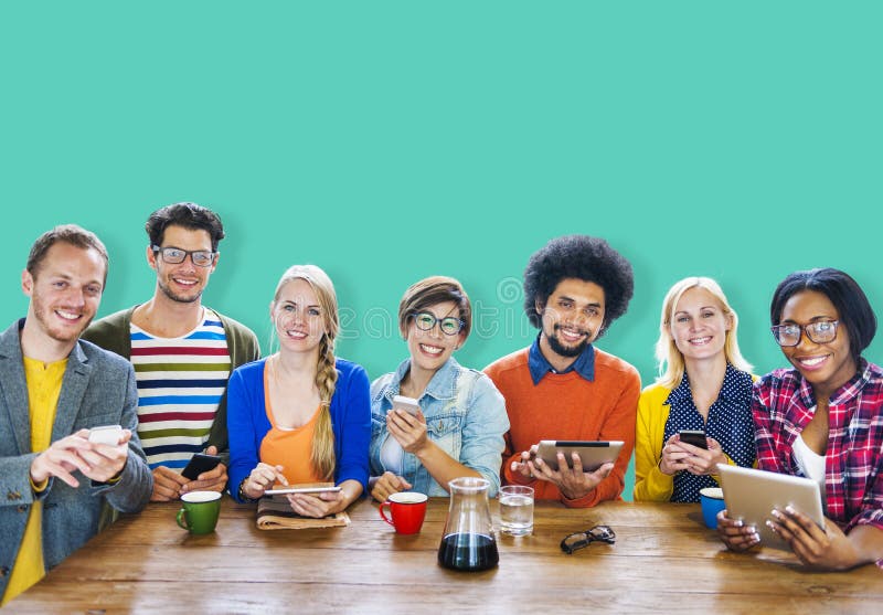 Diversity Casual Team Meeting Brainstorming Cheerful Concept Stock ...