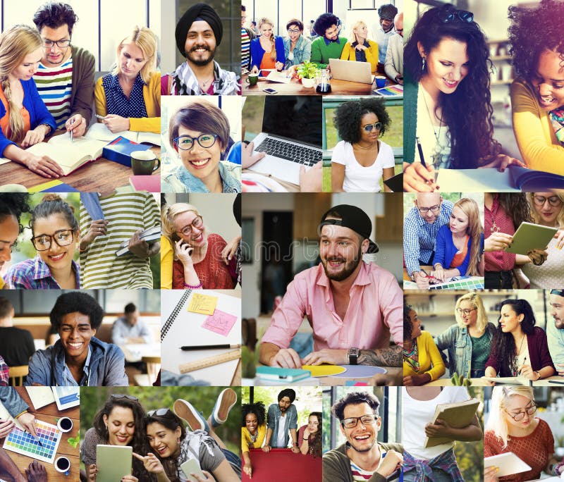 Diversity College Student Digital Devices Teamwork Concept Stock Photo ...