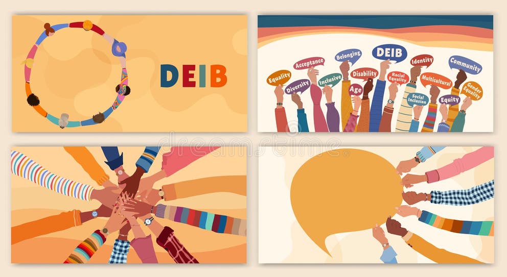Diversity Equality Inclusion Template with Raised Hands Group Teamwork ...