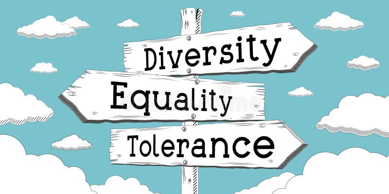 Diversity, Tolerance, Equality, Inclusion - Outline Signpost with Four ... Diversity, Tolerance, Equality, Inclusion - Outline Signpost with Four ...