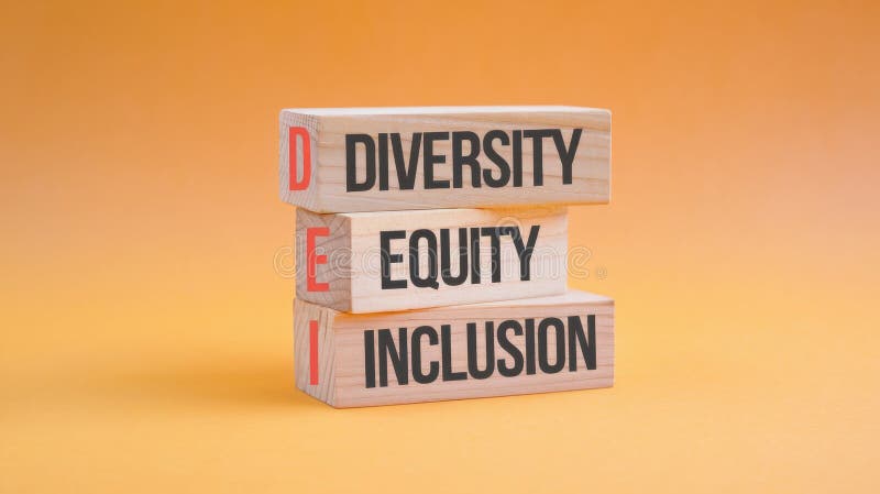Diversity, Equity, Inclusion Blocks Against Orange Background Stock ...