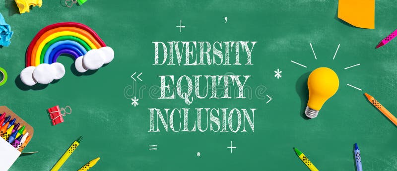 Equity Theme with School Supplies on a Chalkboard Stock Photo - Image ...