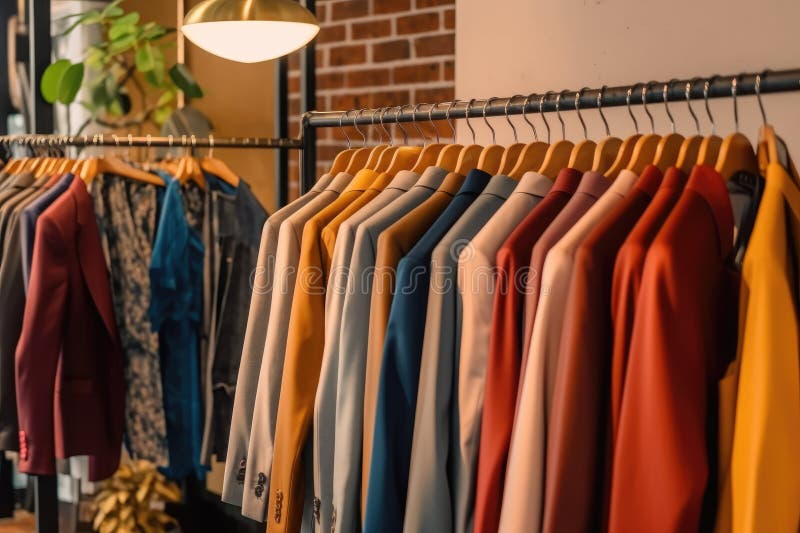Diversity of Formal Clothes Hanging in Modern Retail Shop. Generative ...