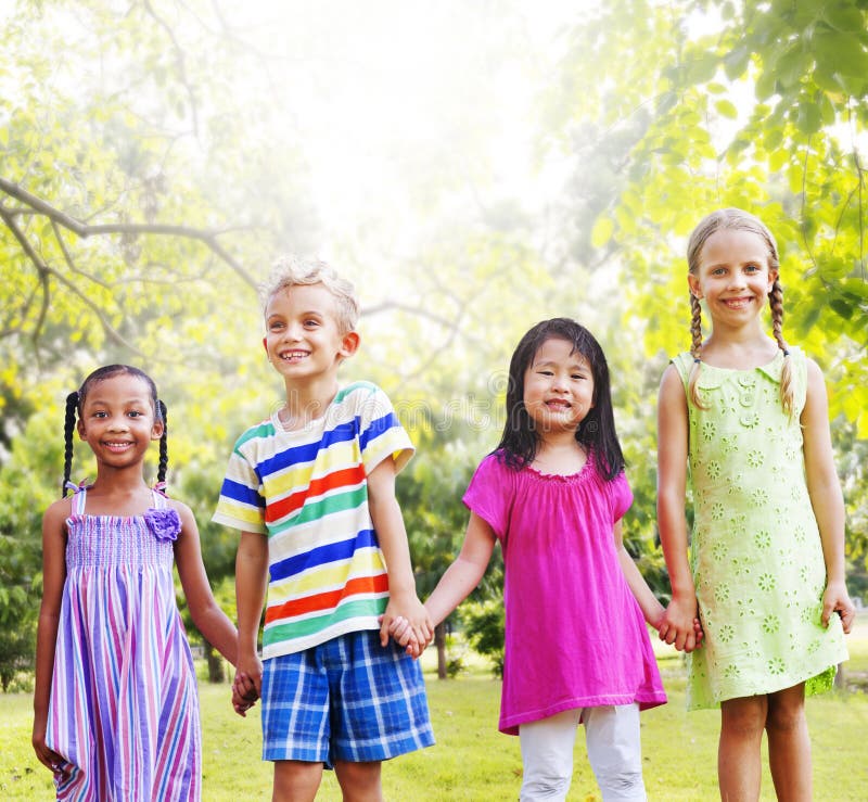Diversity Friends Children Park Happiness Concept Stock Image - Image ...
