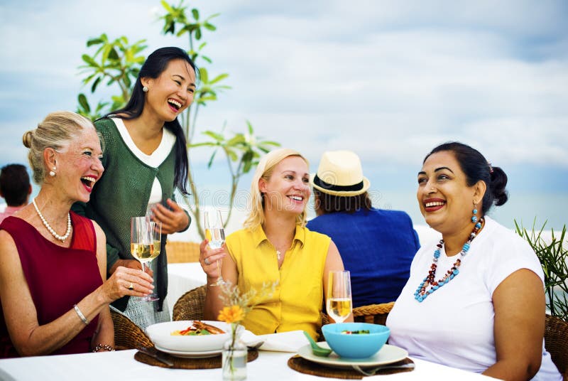 Diversity Friends Hanging Out Party Dining COncept Stock Image - Image ...