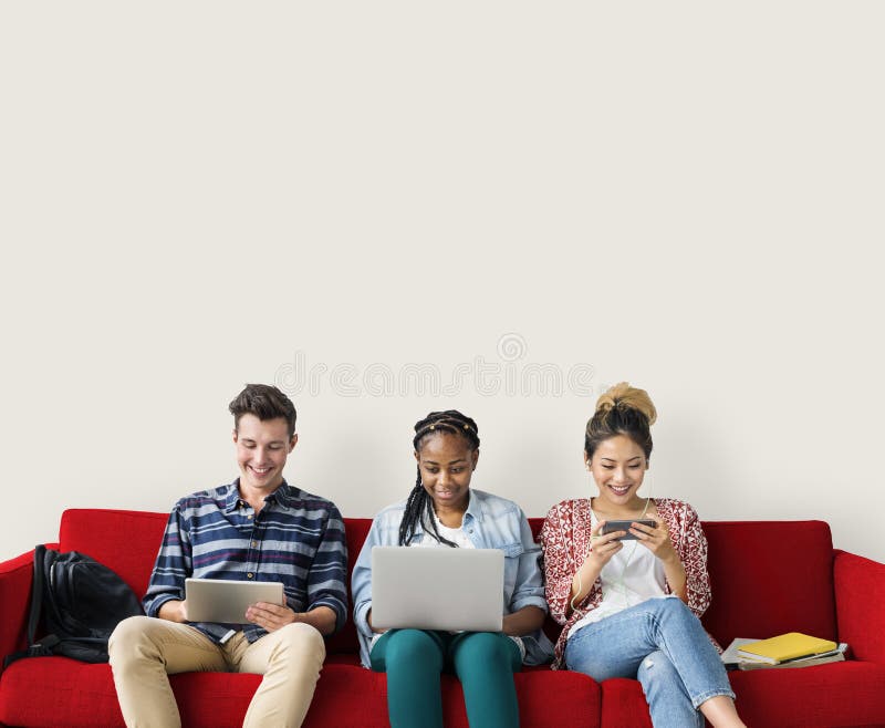 Diversity Friends Using Laptop Concept Stock Image - Image of ...