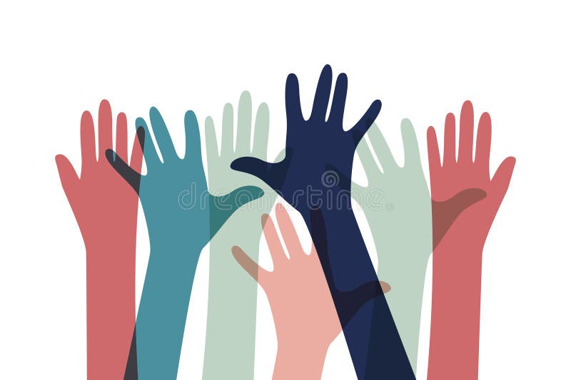 Diversity hands rised up stock vector. Illustration of group - 277799656