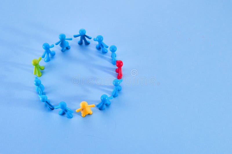 Diversity and Inclusion Concept. Colorful Figurines on Blue Background ...