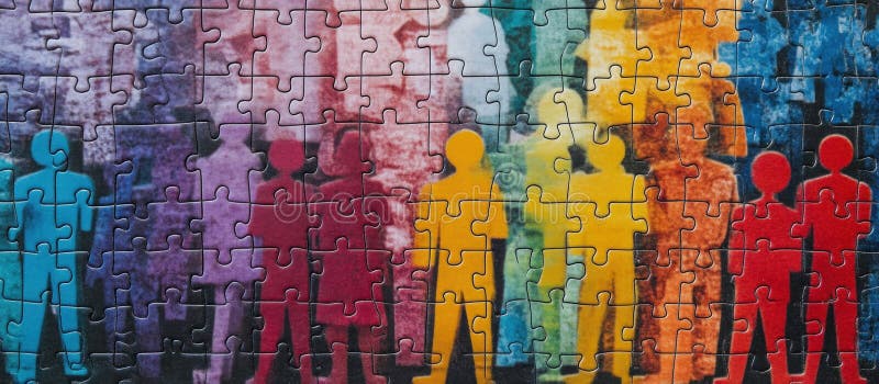 Diversity and Inclusion. Multi Colored Puzzle with Figures of People ...